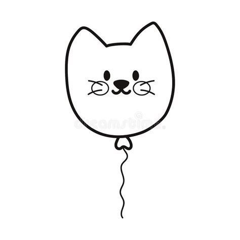 Cute Cat Balloon Cartoon Style Stock Vector Illustration Of Kawaii