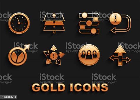 Set Many Ways Directional Arrow Arrow Project Team Base Financial Growth Graph Chart Diagram