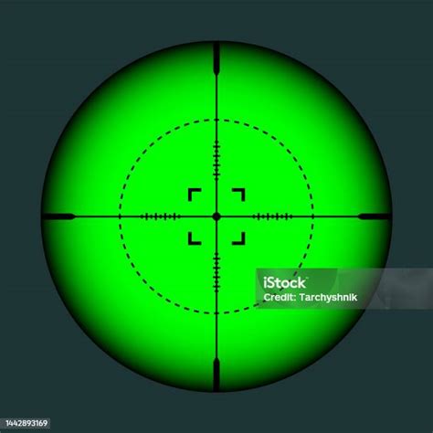 무기 야간 시력 저격 소총 광학 범위 십자선이있는 사냥 총 뷰파인더 조준 촬영 마크 기호 군사 대상 표지판 실루엣 게임 인터페이스 Ui 요소입니다 벡터 일러스트 레이 션