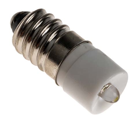 Led Indicator Lamp E10 White Single Chip 10mm Dia 24v Ac Dc Rs