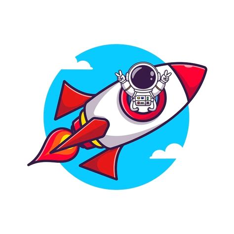 Premium Vector Cute Astronaut Riding Rocket Cartoon Vector Icon