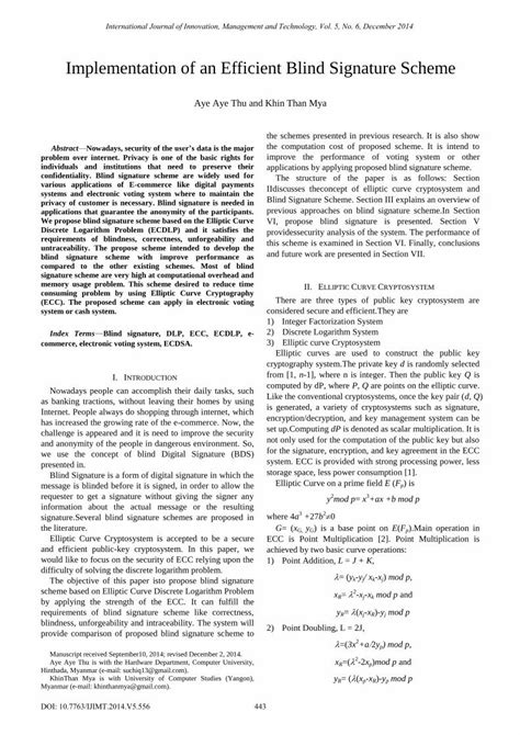 Pdf Implementation Of An Efficient Blind Signature Scheme€¦ · Scheme
