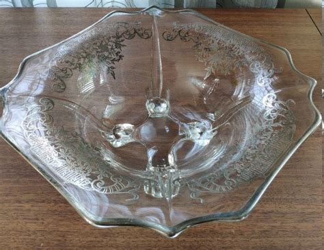 Vintage Silver Overlay Glass Raised Fruit Bowl Etsy