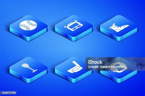 세트 복싱 헬멧 야구 공 아이스 하키 스틱과 퍽 펀칭 가방 스톱워치 및 스포츠 복싱 신발 아이콘 벡터 3차원 형태에 대한 스톡 벡터 아트 및 기타 이미지 Istock