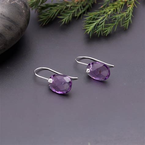 Wholesale 925 Silver Faceted Amethyst Dangle Earrings For Your Store