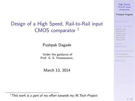 High Speed R To R Input Comparator Circuit Design And Optimization Ppt