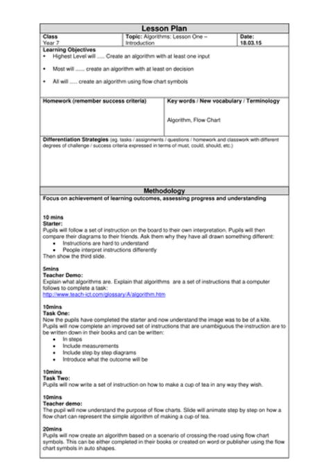 algorithms lesson one teaching resources