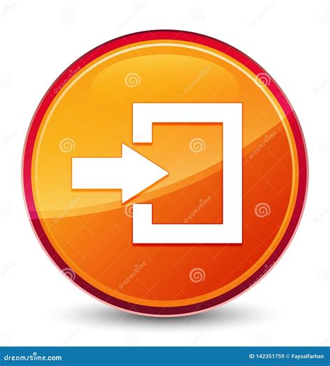 Login Icon Special Glassy Orange Round Button Stock Vector