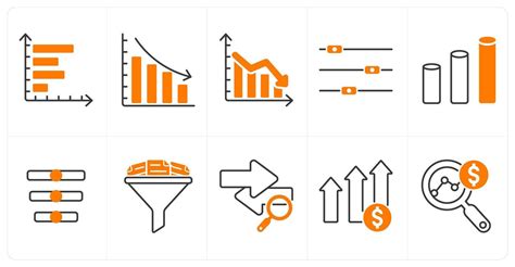 A Set Of 10 Diagram Icons As Horizontal Chart Loss Slider Bars