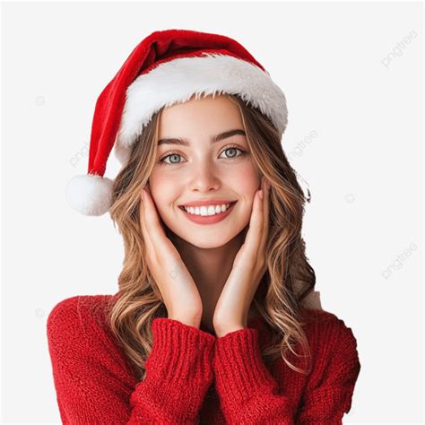 산타 모자와 크리스마스 트리를 가진 여자 여성 휴가철 산타 모자 Png 일러스트 및 이미지 에 대한 무료 다운로드 Pngtree