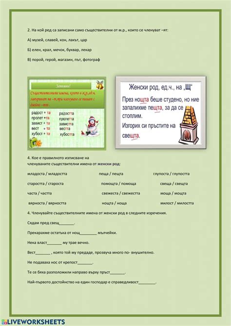 БЕЛ Членуване на съществителните имена Worksheet Live Worksheets
