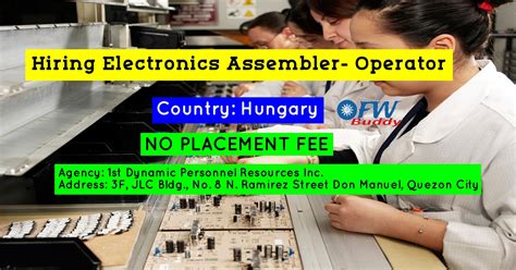 Hiring Electronics Assembler Operator For Whc Under 1st Dynamic