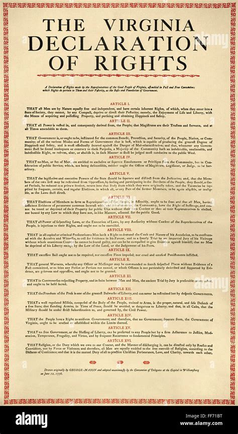 Virginia Constitution 1776 Nthe Declaration Of Rights To The
