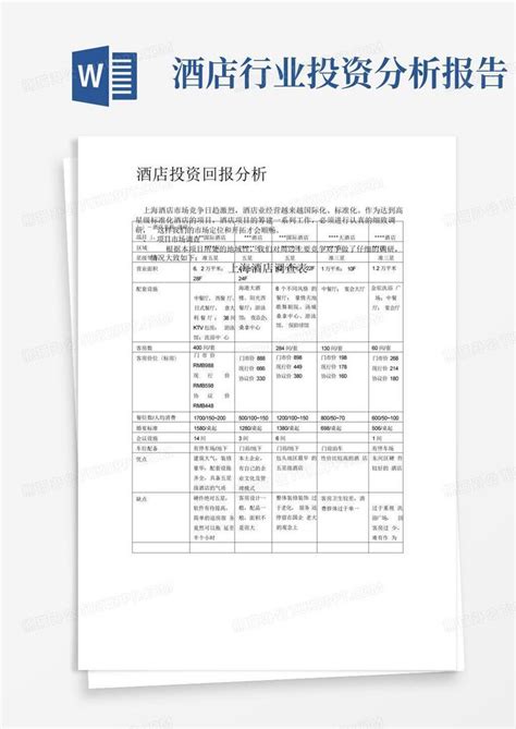 酒店投资回报分析word模板下载编号lwmegngx熊猫办公
