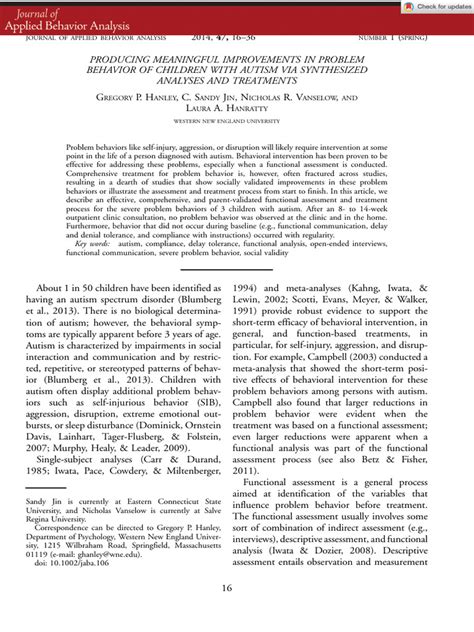 J Of App Behav Analysis 2014 Hanley Producing Meaningful Improvements In Problem Behavior