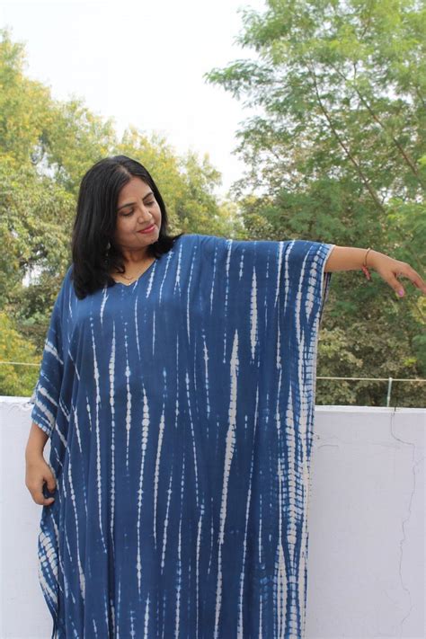 Indigo Tie Dye Caftan Dress Plus Size Caftan Kaftan Dress Kimono