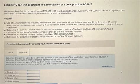 Solved Exercise A Algo Straight Line Amortization Of Chegg