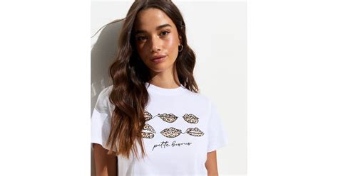 White Petite Bisous Leopard Print Cotton T Shirt New Look