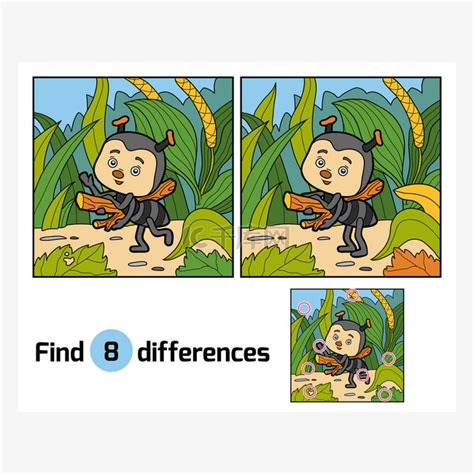 儿童发现不同之处。小蚂蚁在草地上素材图片免费下载 千库网