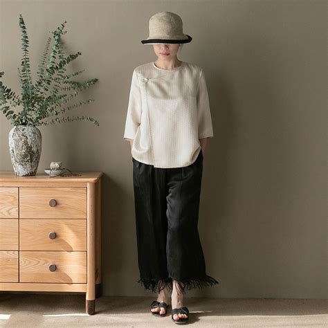 新叶集真丝混纺珍珠米色千鸟格新中式套头夏季上衣回馈【初一】虎窝淘