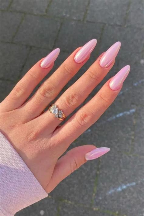 The 30 Best Pink Almond Shaped Nails This Summer Stylish Nails Gel Nails Pink Chrome Nails