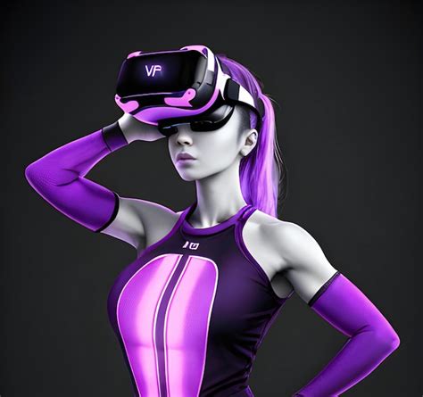 Una Mujer Vestida Con Un Traje De Realidad Virtual Con Un Traje Morado