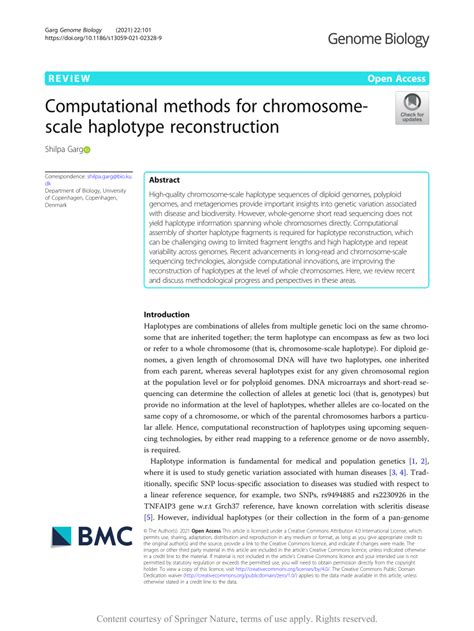 Pdf Computational Methods For Chromosome Scale Haplotype Reconstruction