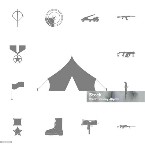 軍營 軍用帳篷圖示設置軍事元素圖示品質圖形設計收集網站 網頁設計 移動應用的軍隊圖示向量圖形及更多偽裝圖片 偽裝 商標 圖示 Istock