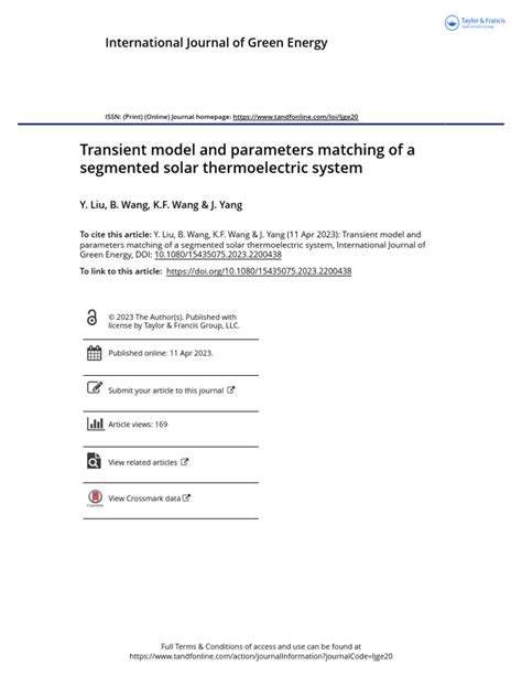 transient model and parameters matching of a segmented solar
