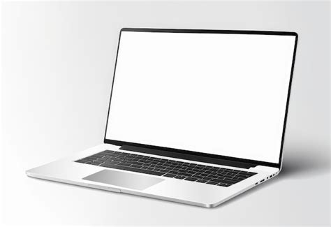 макет белого экрана ноутбука изолированный на белом фоне Премиум Фото