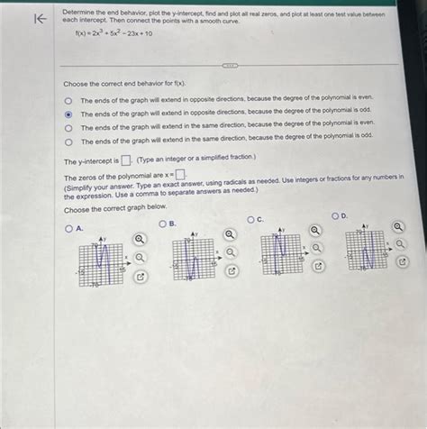 Solved Determine The End Behavior Plot The Y Intercept