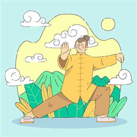 Free Vector Hand Drawn Tai Chi Illustration