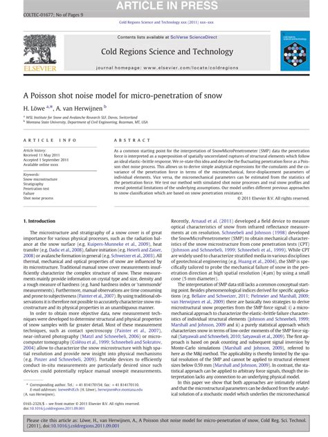 Pdf A Poisson Shot Noise Model For Micro Penetration Of Snow