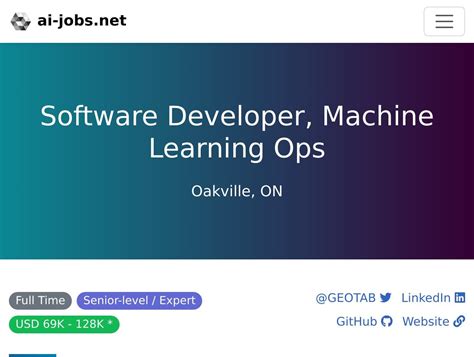 Hiring Software Developer Machine Learning Ops In Oakville On Raimljobs