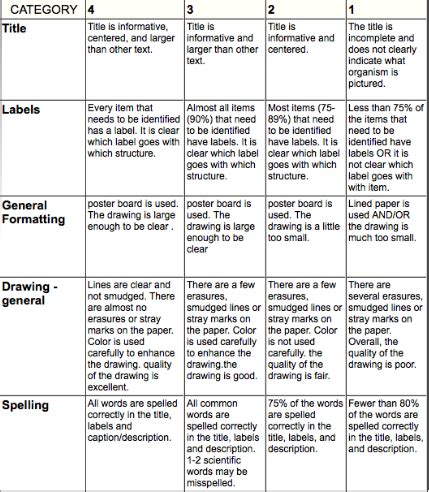 Rubric 3rd Grade With Ms S