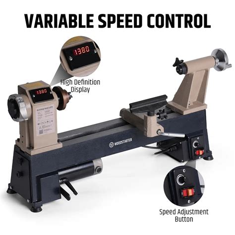 12 X 18 Benchtop Wood Turning Lathe 1 Hp Variable Speed 650 3800 R