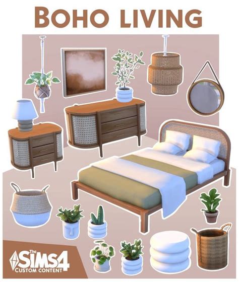 Boho Living Stuff Pack Awingedllama Sims 4 Cc Furniture Sims 4
