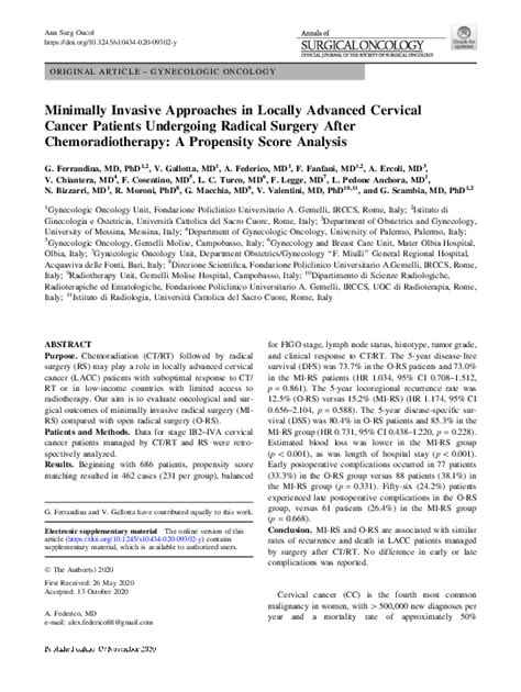 Pdf Minimally Invasive Approaches In Locally Advanced Cervical Cancer