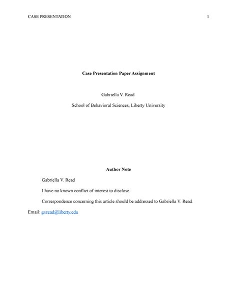 Read G Benchmark Case Presentation Paper Assignment Case Presentation Paper Assignment