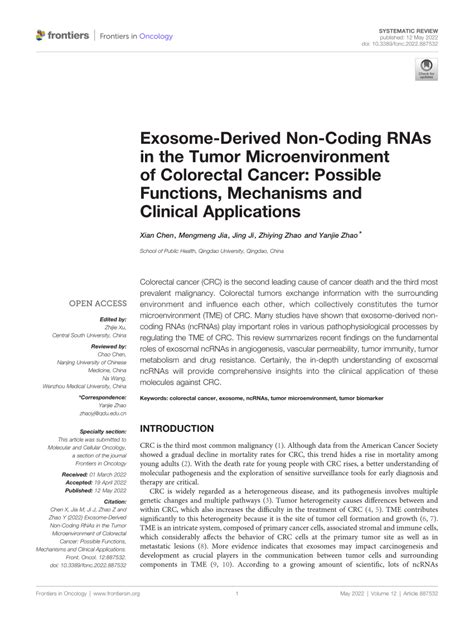 Pdf Exosome Derived Non Coding Rnas In The Tumor Microenvironment Of