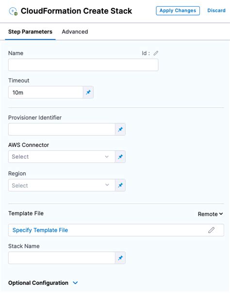 provision with the cloudformation create stack step harness developer hub