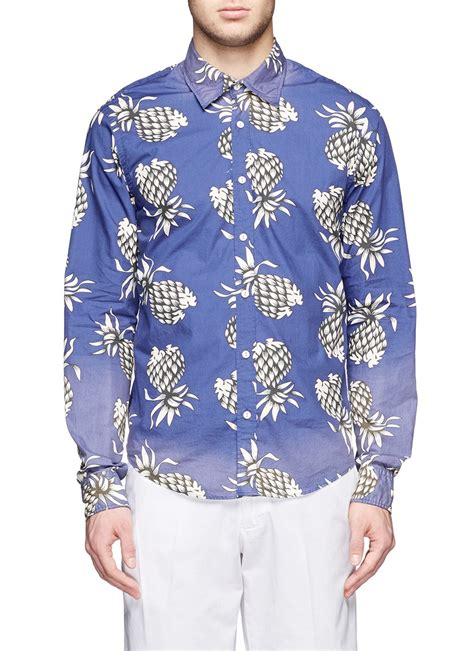 Scotch And Soda Pineapple Print Hawaii Shirt In Navy Green For Men Lyst