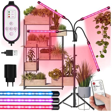 X LAMPA LED DO WZROSTU ROŚLIN UPRAWY DOŚWIETLANIA PANEL TIMER PILOT STATYW
