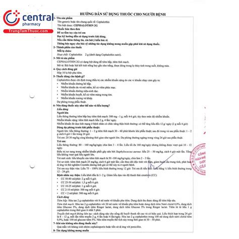 ChÍnh HÃng Thuốc Cephalothin 2g điều Trị Nhiễm Khuẩn