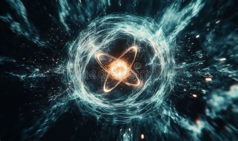 Atomic Structure Visualization With Glowing Nucleus And Orbiting