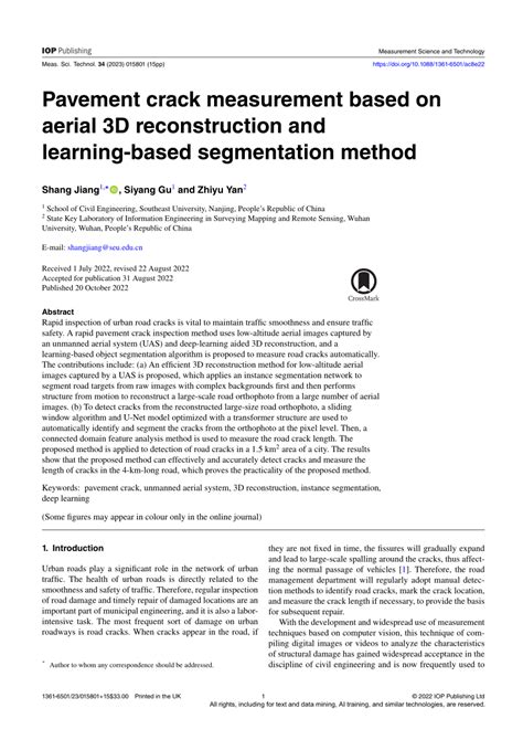 Pavement Crack Measurement Based On Aerial 3d Reconstruction And Learning Based Segmentation