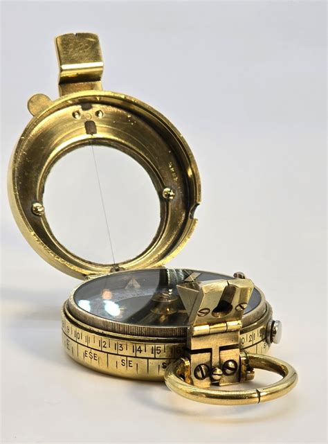 A Brass Compass With Engraved Dial English Circa 1914