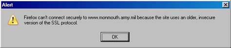 cannot connect securely because the site uses an older insecure version
