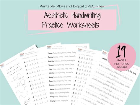 Aesthetic Handwriting Practice Worksheets Printable Handwriting