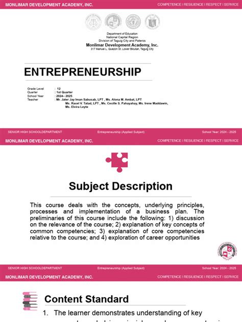 Q1 Ppt 2 Entrepreneurship Pptx Pdf Entrepreneurship Market Economics